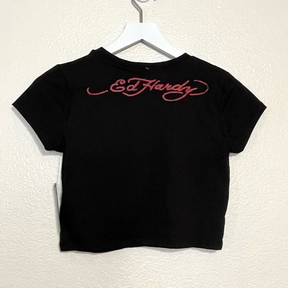 Ed Hardy | Tops | Ed Hardy Y2k Black Skull Snake Flames Graphic Cropped ...